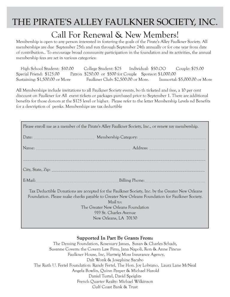 Membership Form 2025 | Faulkner Society